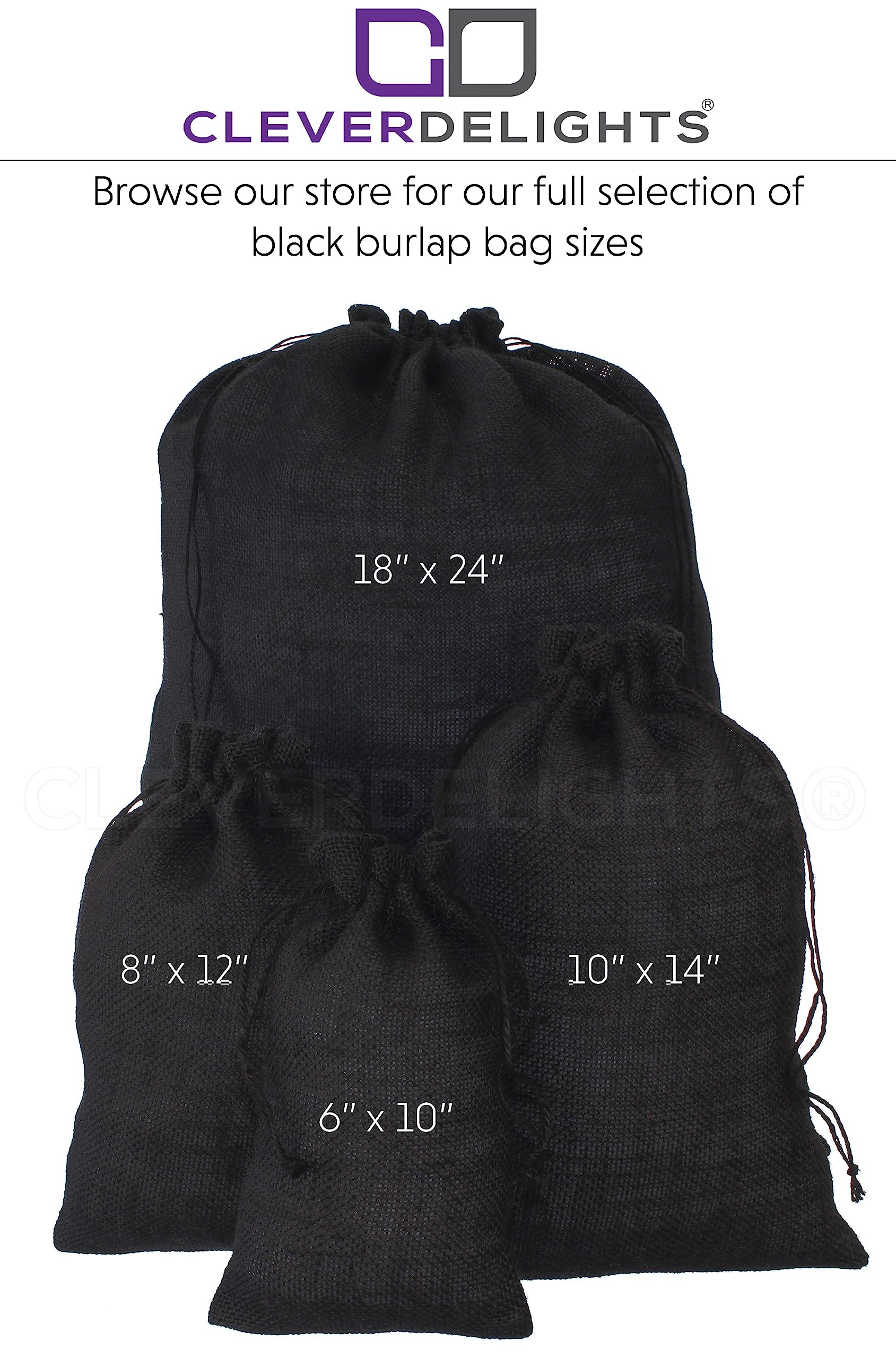 CleverDelights 18" x 24" Black Burlap Bags - 2 Pack - Jute Burlap Drawstring Sacks - 18x24 Inch