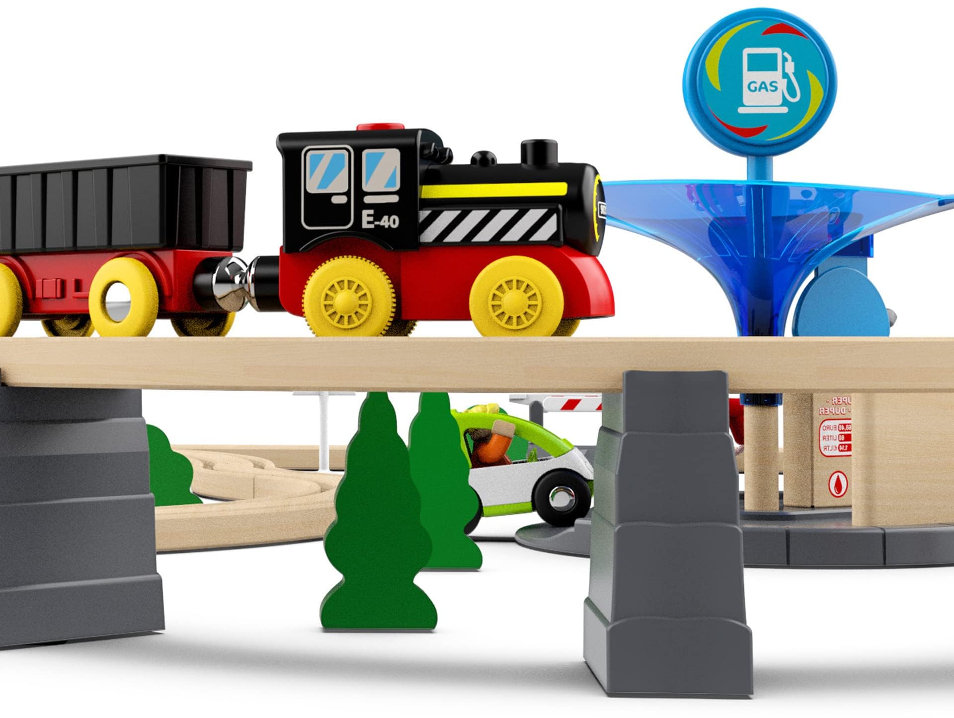 Battery Operated Locomotive Train, Magnetic Train Toy for Wooden Tracks, Motorized Train Compatible with Thomas, Brio, Chuggington, Melissa & Doug