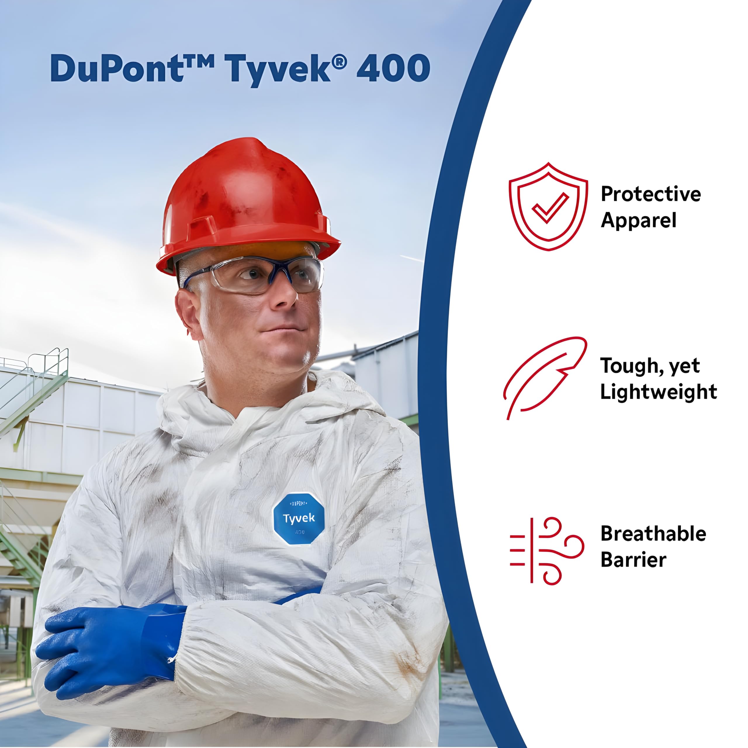 DuPont - TY500SWH00020000 Tyvek 400 TY500S 18-Inch Disposable Protective Sleeve with Elastic at Both Ends, White, Universal Size (Pack of 200)