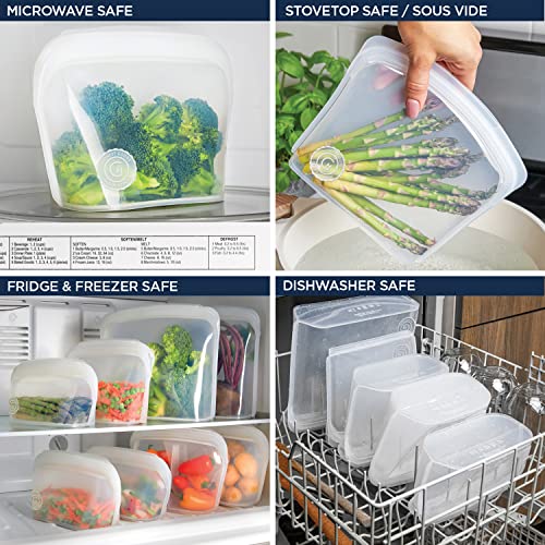 Honest Goods Silicone Food Grade Reusable Storage Bag, 7 Pack, Meal Prep, Snacks, Kid Food, Airtight Leak-Proof Premium Silicone Storage Bags, Microwave & Freezer-Safe (Multi)