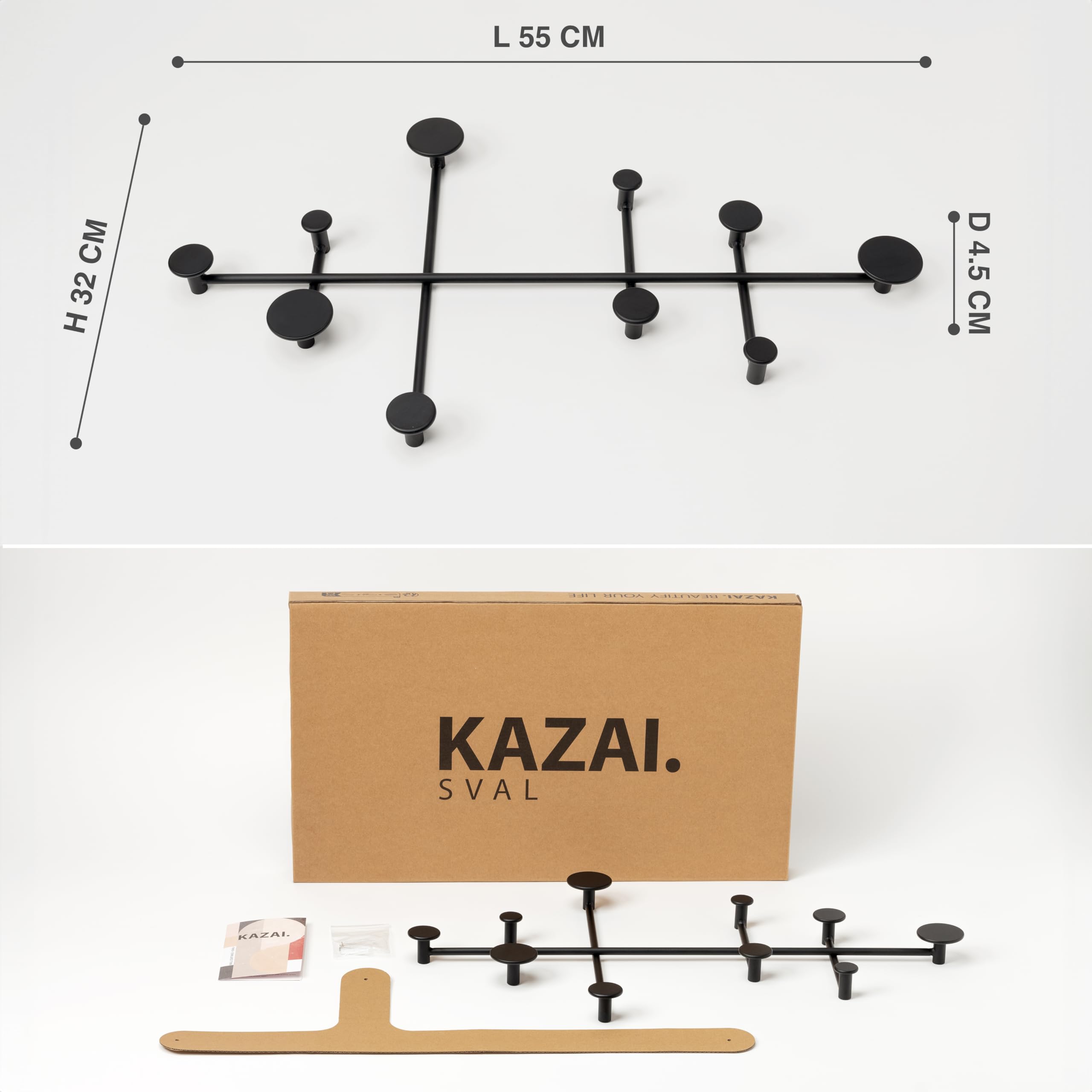 Kazai. 'Sval' Wall Wardrobe | Minimalist Coat Hook Design from Berlin | Modern Metal Wall-Mounted Coat Rack/Hooks | White