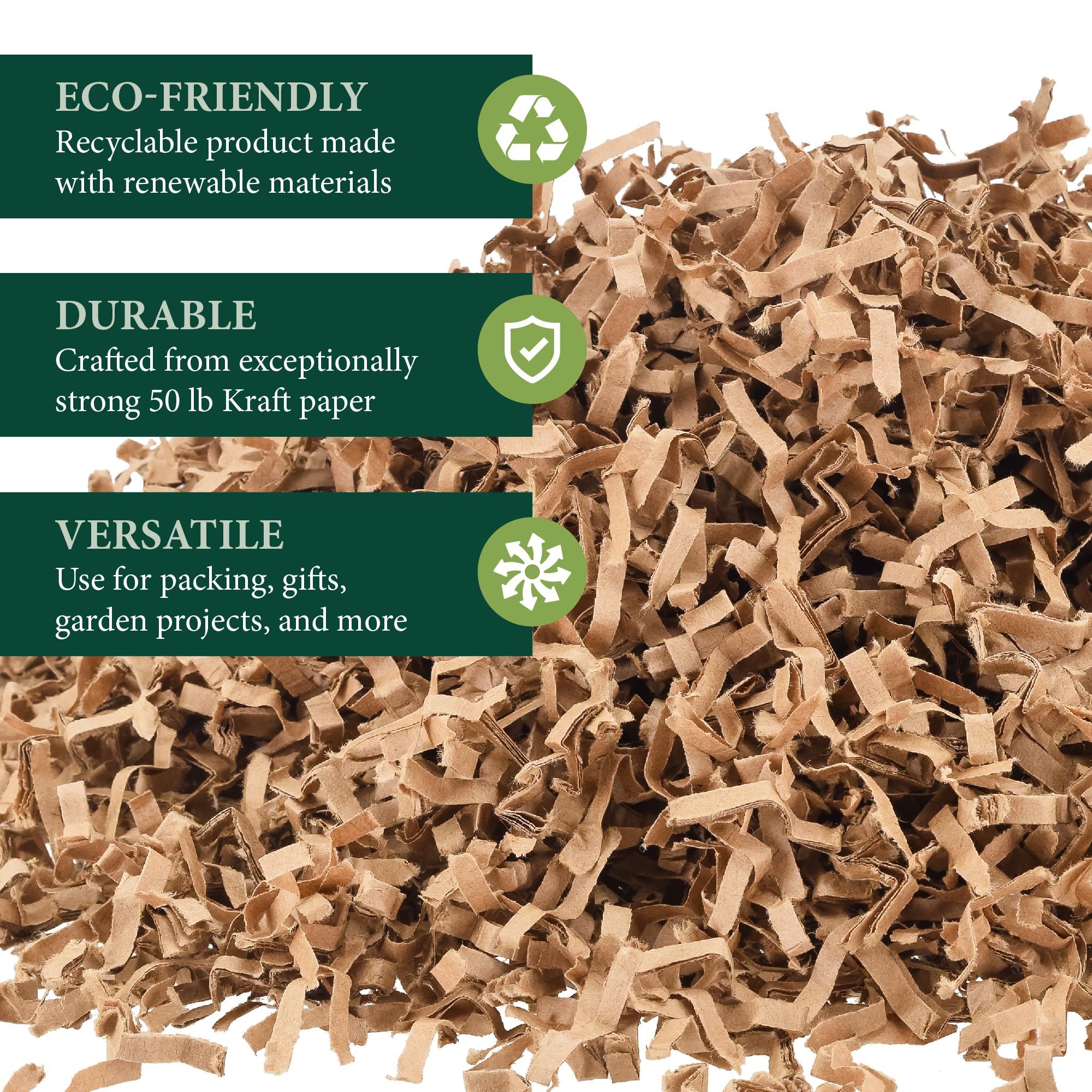 Arcadia Garden Products Confetti Cut Kraft Paper Shred Filler, Recyclable Packing for Packaging, Shipping, Moving, Cushioning, Gift Baskets, Gift Wrapping, Holidays, and Crafts, 2 lb