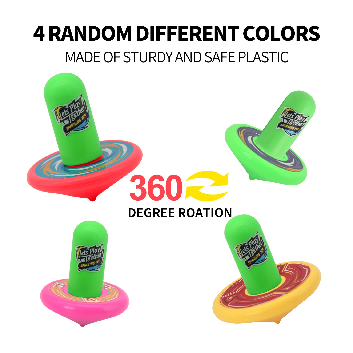 Durable Stackable Spinning Tops for Kids, Set of 4, Spin Toys, Fun Birthday Party Favors for Boys and Girls (Up 3 Years Old)