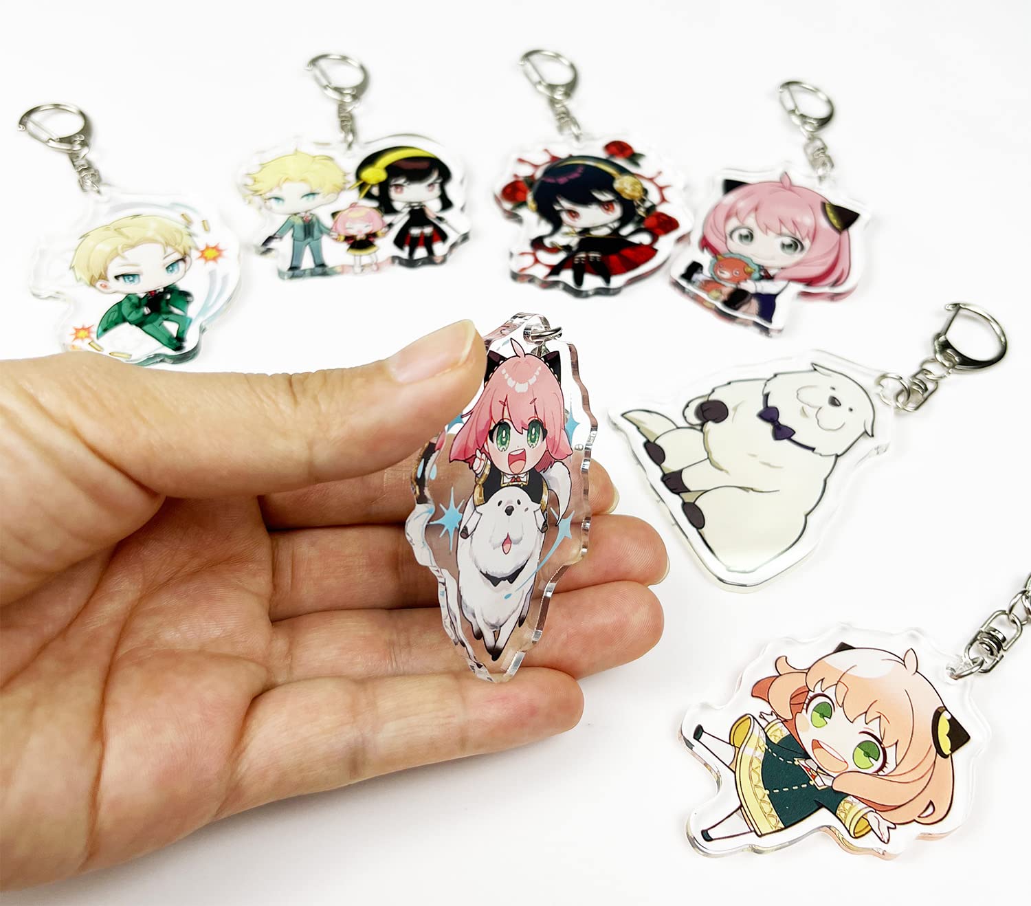 Birsppy DAANAH 7Pcs Spy Family Keychains Anya Yor Loid Forger Cosplay Cute Cartoon Anime Keyrings