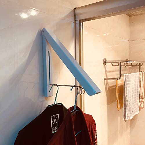 DOMWATER Retractable Clothes Rack - Wall Mounted Folding Clothes Hanger Drying Rack for Laundry Room Closet Storage Organization (2 Racks, White)