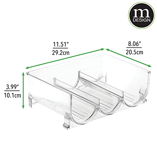 mDesign Stackable Plastic 3 Bottle Refrigerator Wine Rack - Kitchen Storage Organizer Holder for Champagne, Wine or Water Bottles - Stacking Wine Bottle Organizer for Fridge - Ligne Collection - Clear