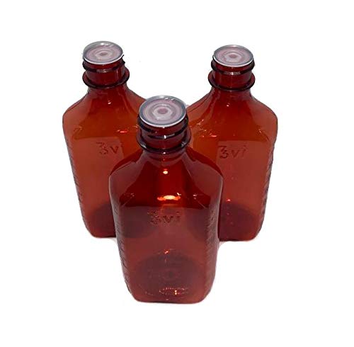 Caribbean Coastal Delights Oval Pharmacy Plastic Bottles - 4 oz- Child-Resistant Caps - Amber Liquid Medicine Bottle - Pack of 5