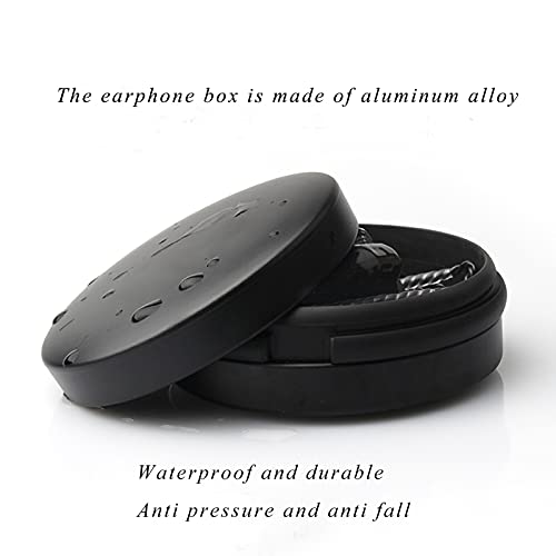 FEDAI IEMs Case,Mini Portable Earphone Case, Waterproof Aluminum Alloy Housing Headphone Case for Travel, Protective, Water Resistant, Crash Proof,Lightweight Universal Carrying Bag(Black,No Logo)