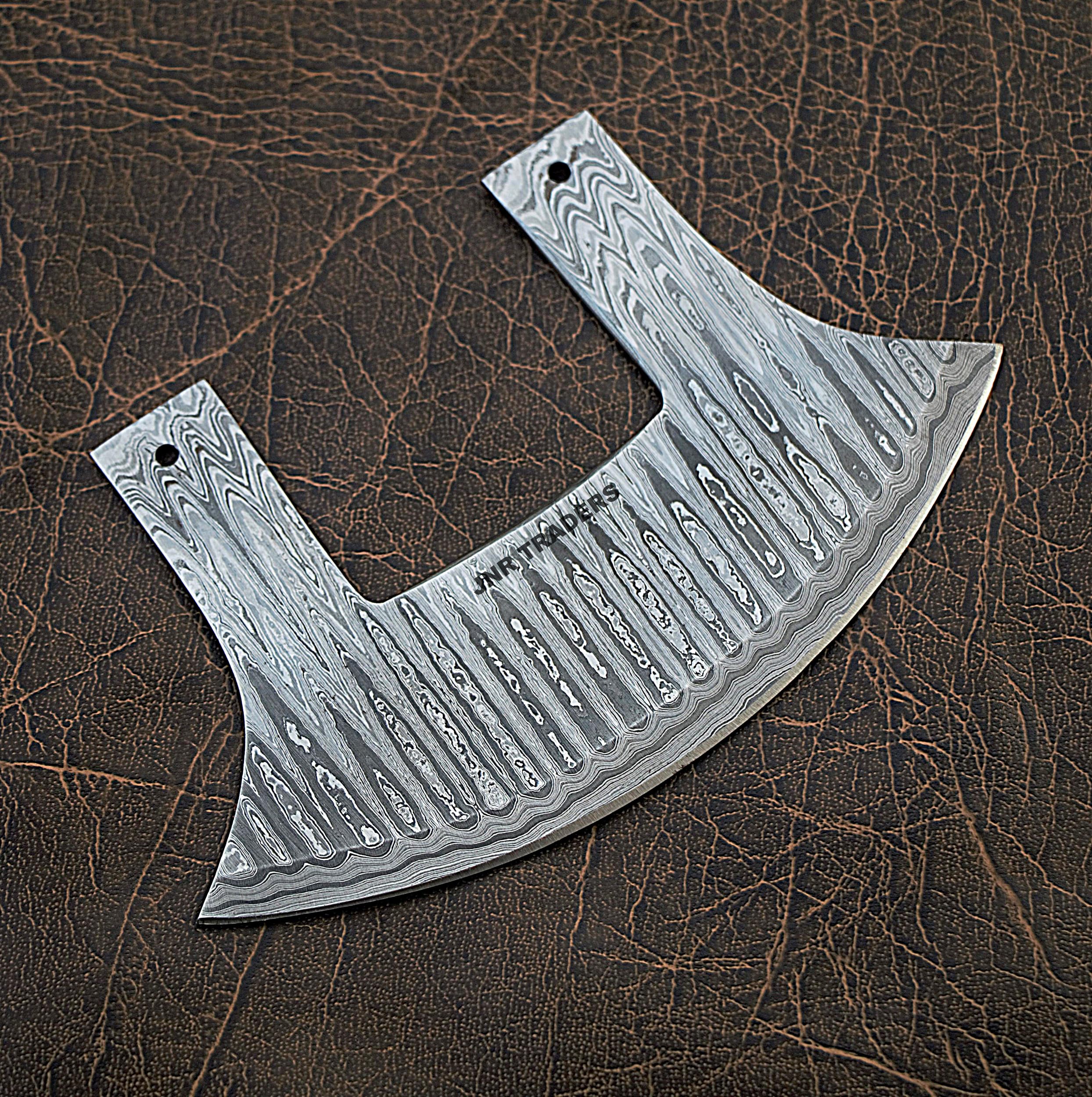 JNR Traders Damascus Ulu Knife Blanks for Knife Making Supplies Diy Full Tang 5.5 Inch Thin Ultra Sharp Cresent Blade Alaskan Ulu Knife Blade Blank 3775