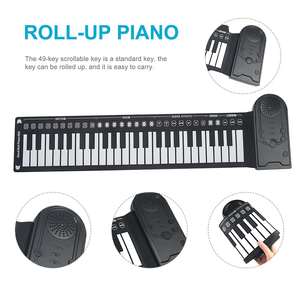 Roll Up Piano,49 Keys Electric Piano Keyboard,Portable Keyboard Piano,Keyboard Piano for Beginners(Silver)