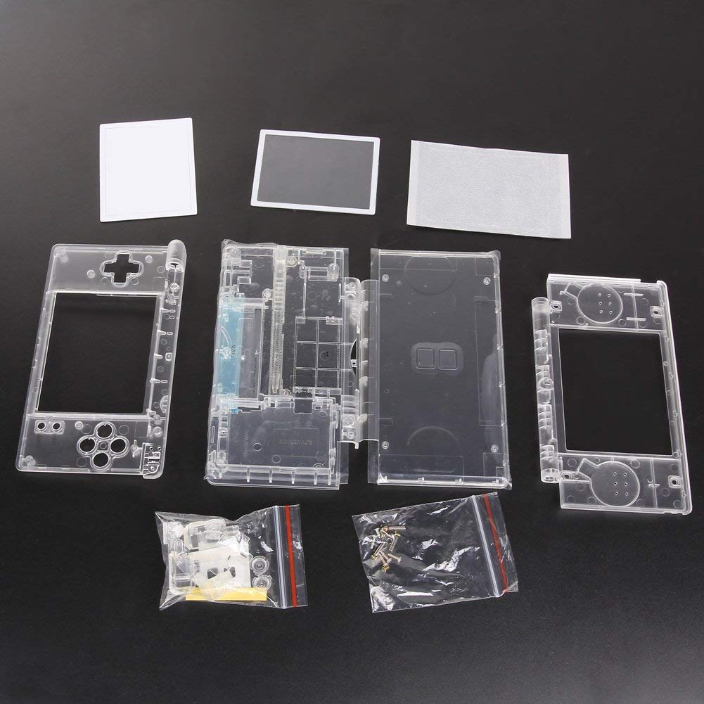 JMXLDS New Full Housing Case Cover Shell with Buttons Replacement Parts For Nintendo DS Lite NDSL Game Console-Crystal Clear