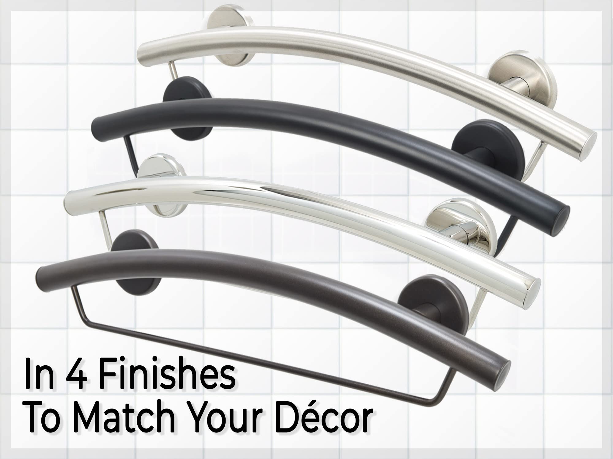 Curved Grab Bar and Towel Rack for Bathroom Shower Kitchen/304 Stainless Steel/Brush Finish/ 24"x 5"