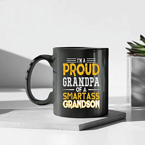 Fathers Day Gift for Proud Grandpa of Witty Smart Grandson 11oz 15oz Black Coffee Mug