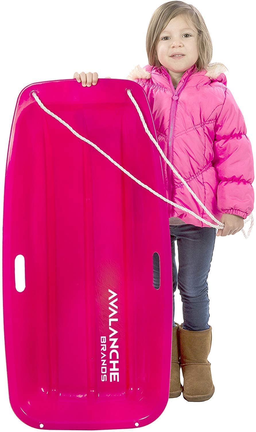 Avalanche Brands - 35" Classic Downhill Toboggan Snow Sleds - Red & Pink