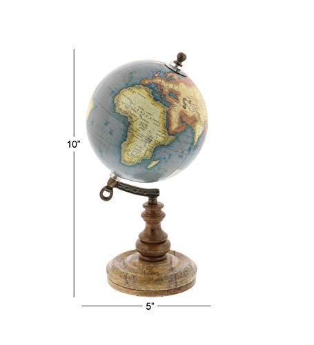 Deco 79 Plastic Globe with Wood Base, 5" x 5" x 10", Brown
