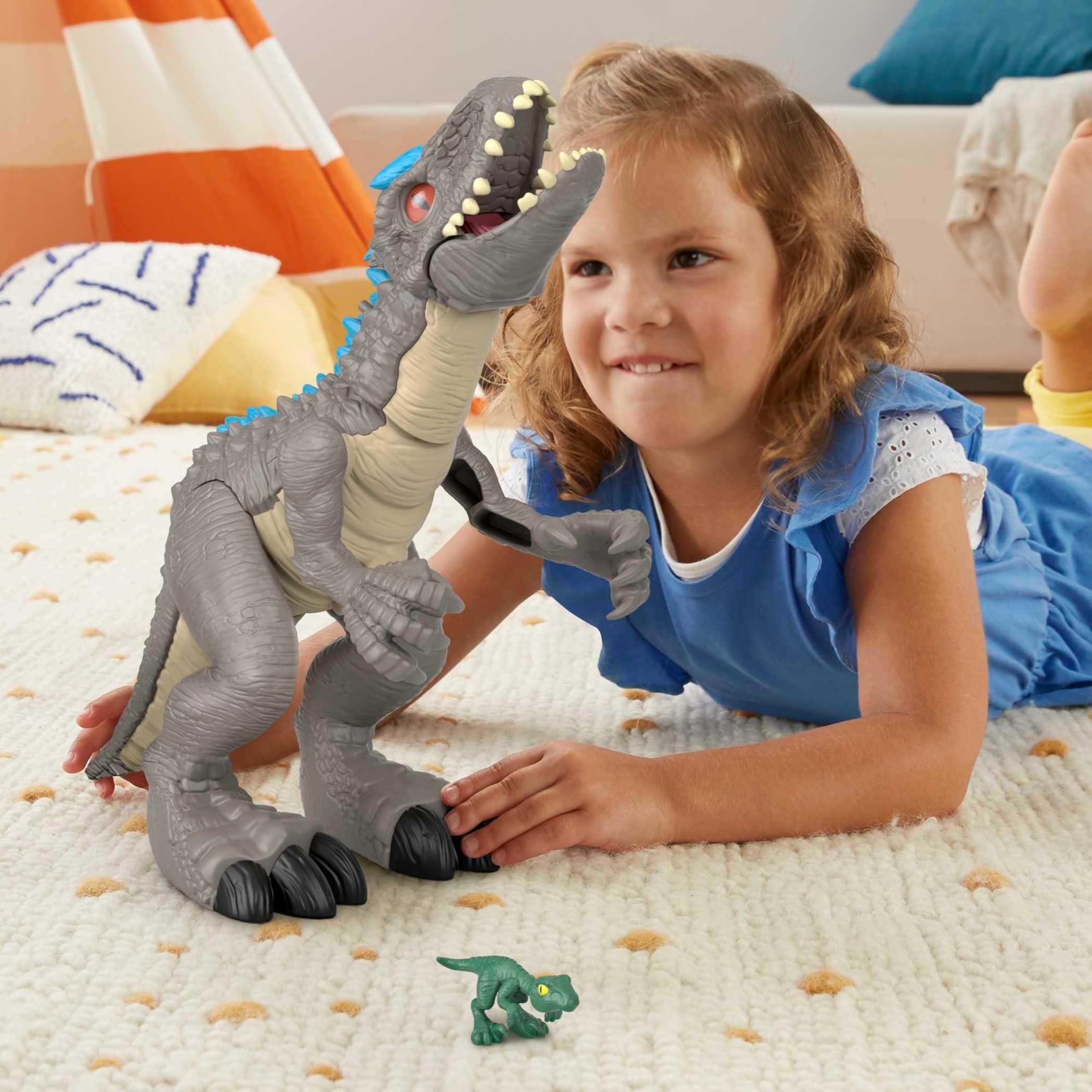 Fisher-Price Imaginext Jurassic World Dinosaur Toy Thrashing Indominus Rex Figure Set for Pretend Play Preschool Kids Ages 3+ Years