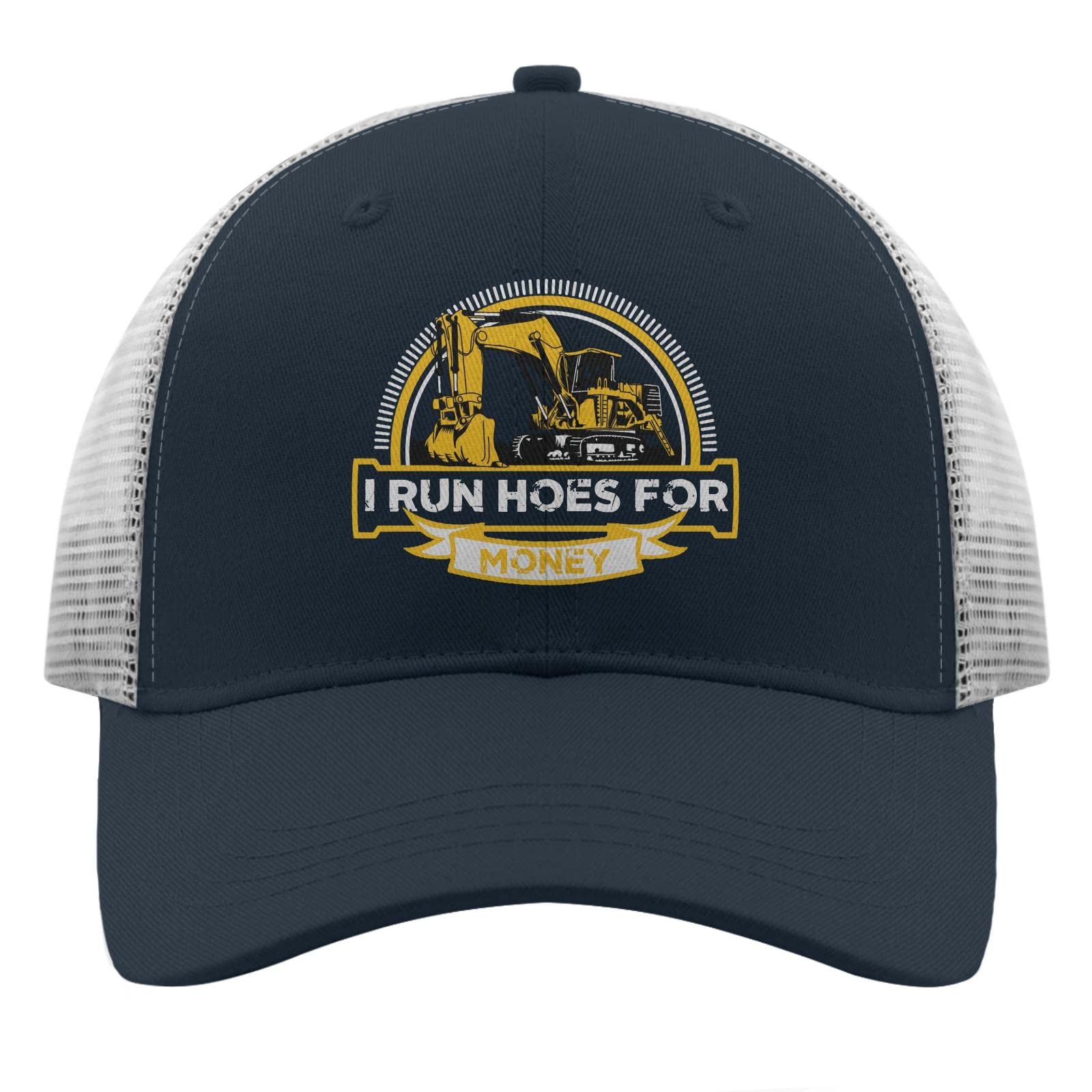 Aumgo Construction Workers Funny Hats for Men Trucker Cap Trucker Hat Men I Run Hoes for Money Trucker Cap for Women Marine Blue, One Size-Medium
