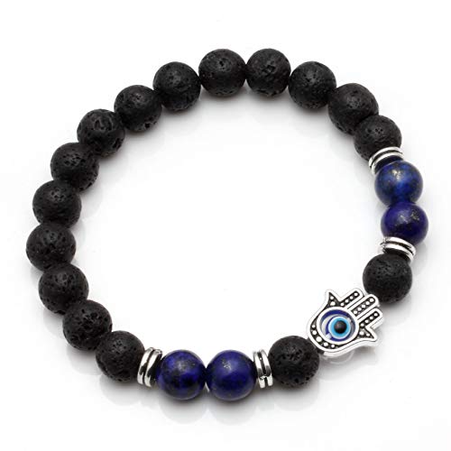 MILAKOO 7 Pcs Evil Eye Bracelet Lava Stone Beads Essential Oil Diffuser Bracelet for Men Women