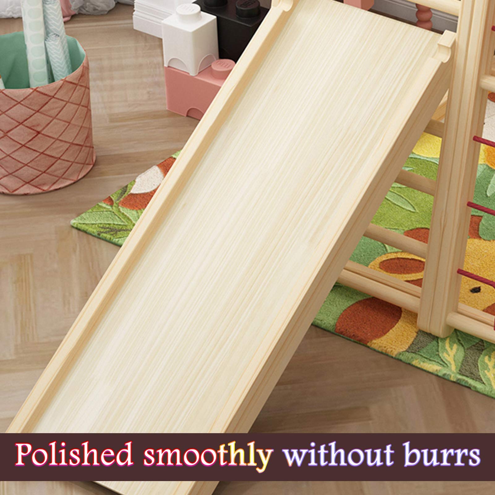 DUTUI Home Kindergarten Small Naughty Castle Playground, Children's Slide, Indoor Solid Wood Children's Climbing Frame Swing Combination