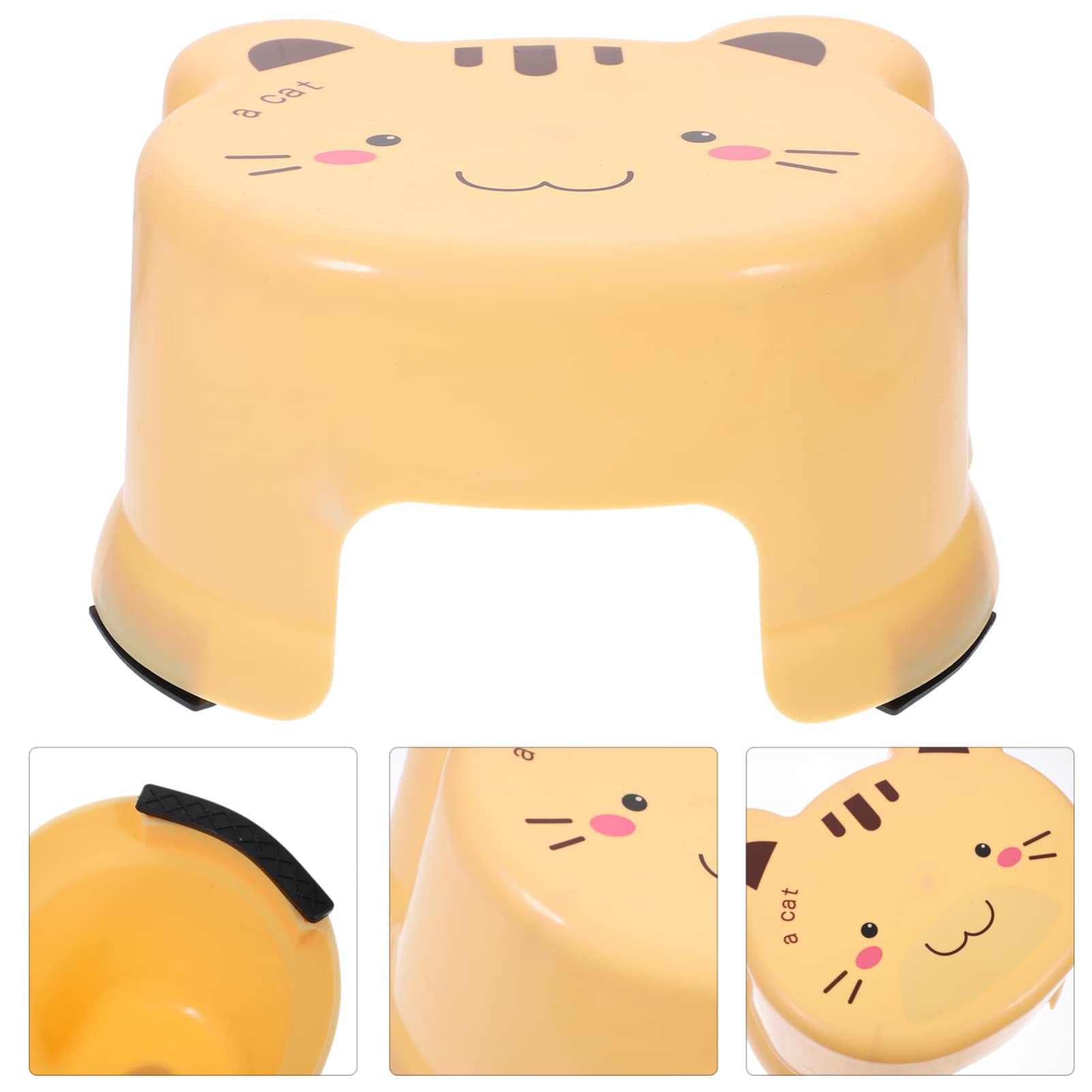 Toddmomy Plastic Stool Anti- Skid Step Stool Kids Bathroom Stool Plastic Foot Stool Cartoon Step Stool for Living Room, Bathroom Non Slip Chairs (Yellow)