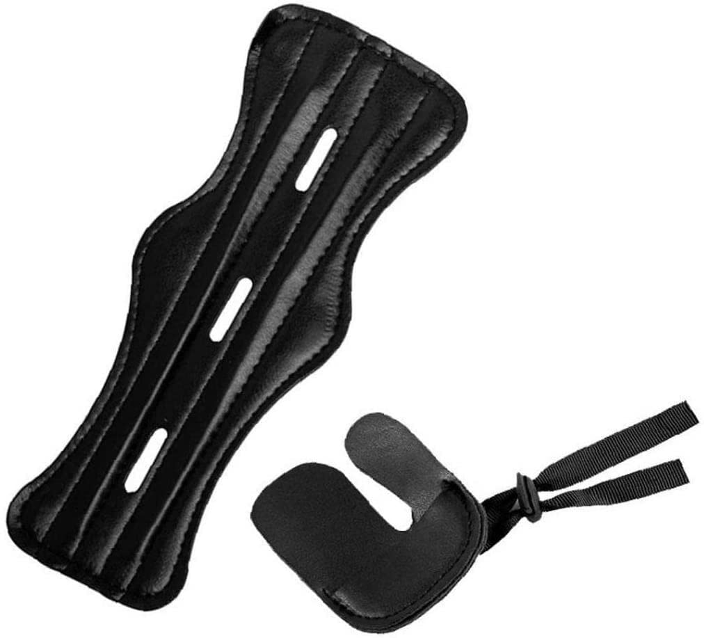 Archery Armguard Arrow Finger Tab Finger Saver Set Adjustable Straps Archer Shooting Arm Protector for Hunting Shooting jiangyu1994