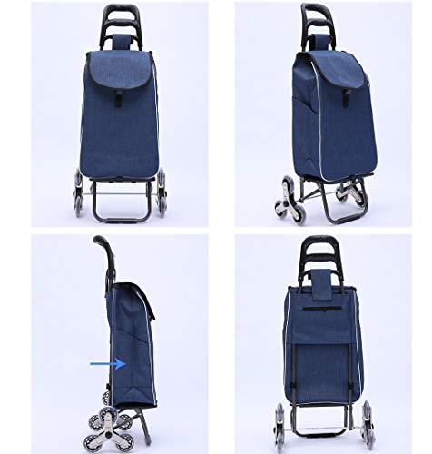 AUNEVN Hand Trucks Folding Shopping Cart, 3-Wheel Stair Climbing Car with Folding Design, Maximum Capacity 38L Trolleys/D