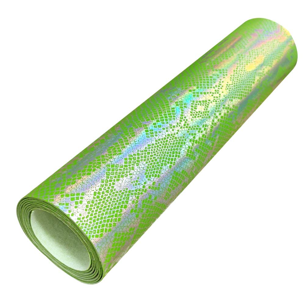 HYANG Snake Embossed Green PU Faux Leather Sheets 1 Rolls 12"X53"(30cmX135cm), Faux Leather Very Suitable for Leather Earrings, Bows, Handbag ,Sewing ,Crafts Making