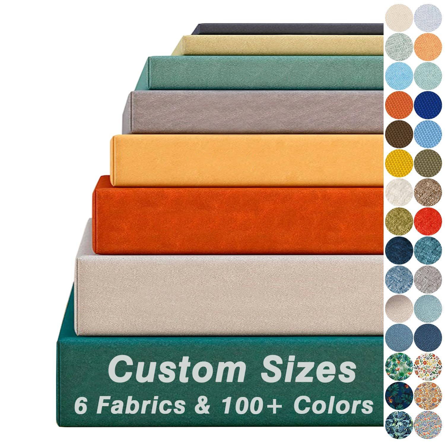 Custom Bench Cushions for Indoor Furniture, Bay Window Seat Cushions Indoor, Personalized Size Non-Slip Bench Seat Cushion, Outdoor Waterproof Garden Patio Bench Pads,75D Foam (6 Fabrics/100 Colors)