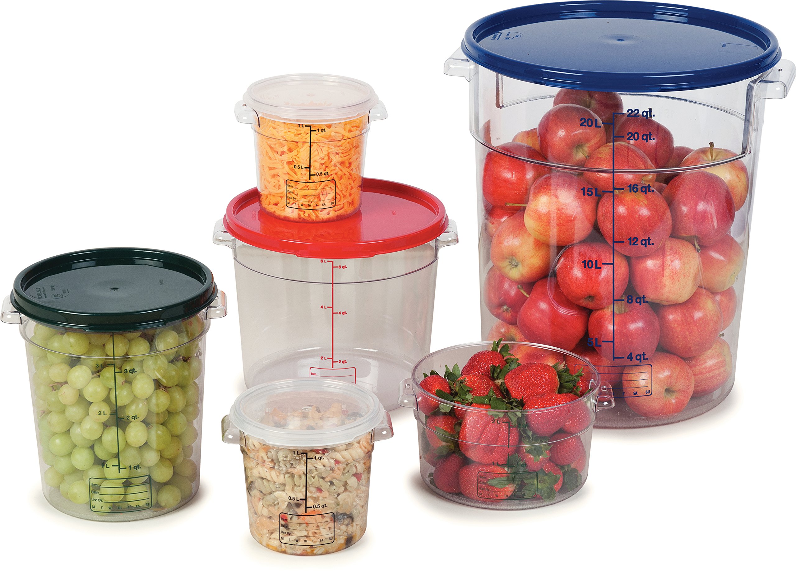 Carlisle FoodService Products Storplus Round Food Storage Container Lid with Stackable Design for Catering, Buffets, Restaurants, Polypropylene (Pp), 6 To 8 Quarts, Red, (Pack of 12)