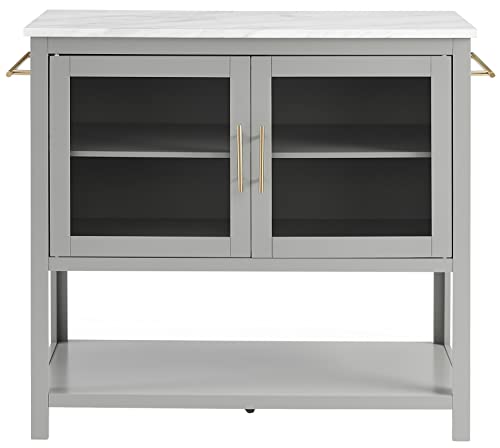 Crosley Furniture Katrina Kitchen Island with Faux Marble Top, Gray