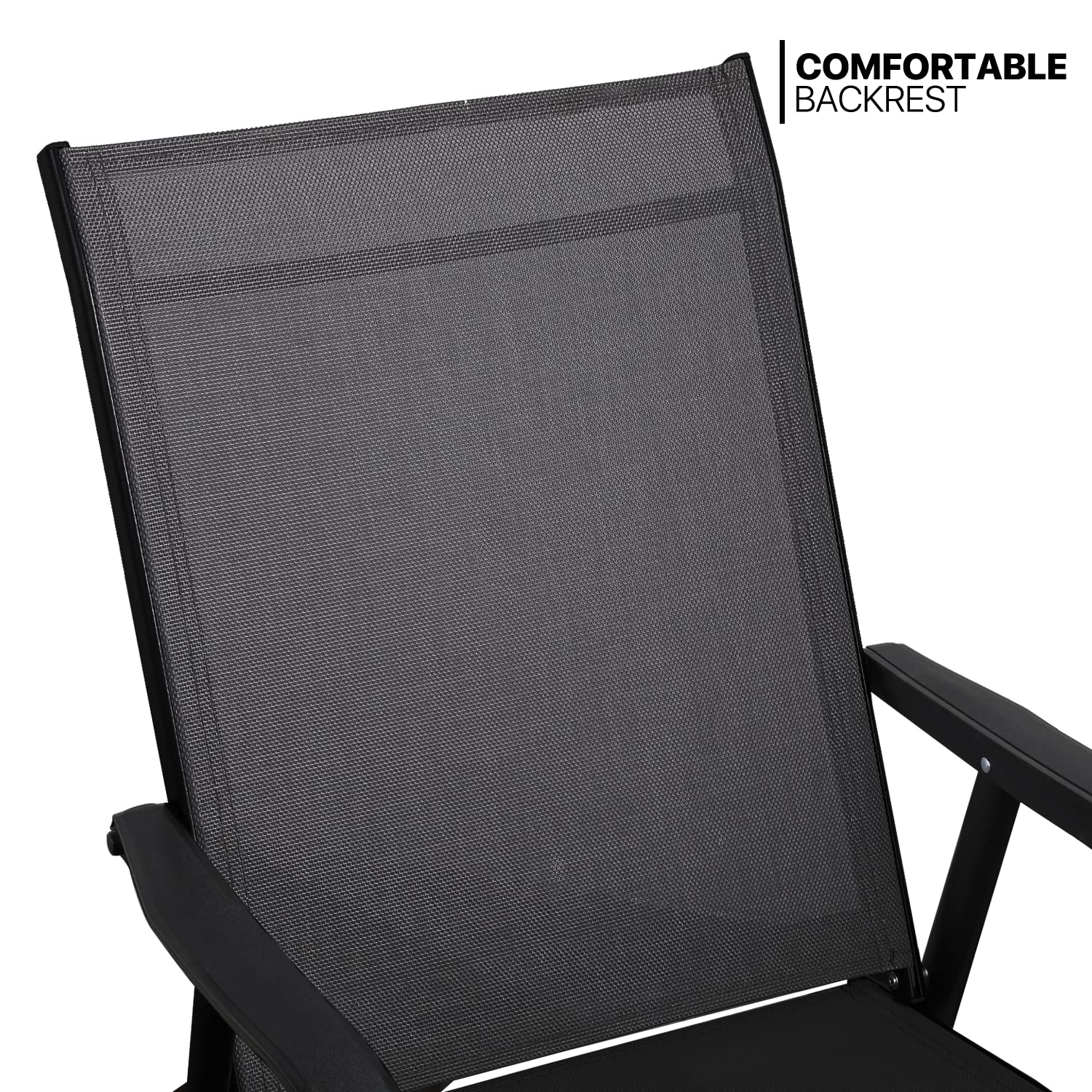 MoNiBloom Set of 2 Patio Outdoor Folding Chairs, Portable Dining Chairs with Armrest for Outside Garden Camping Backyard Poolside Beach Deck, Black