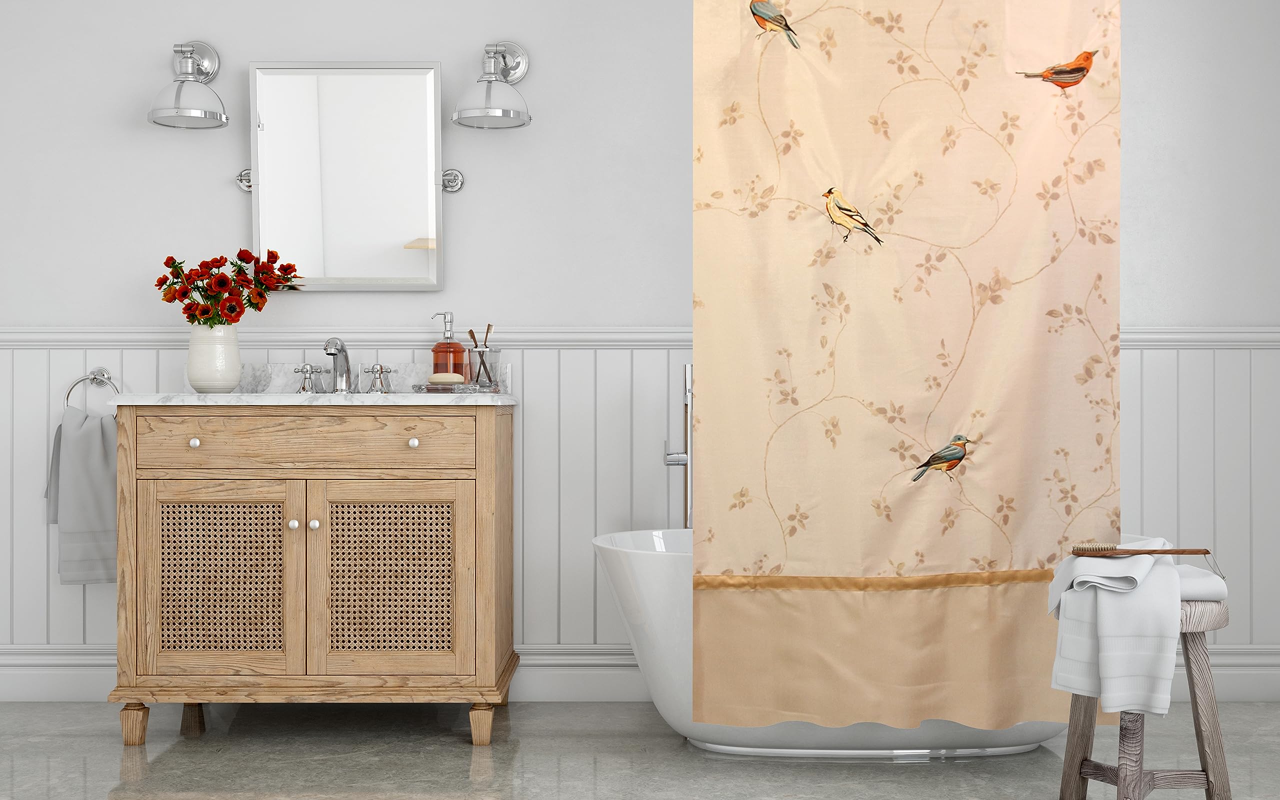 Avanti Linens Gilded Birds 72" x 72" Shower CurtainGold and Ivory