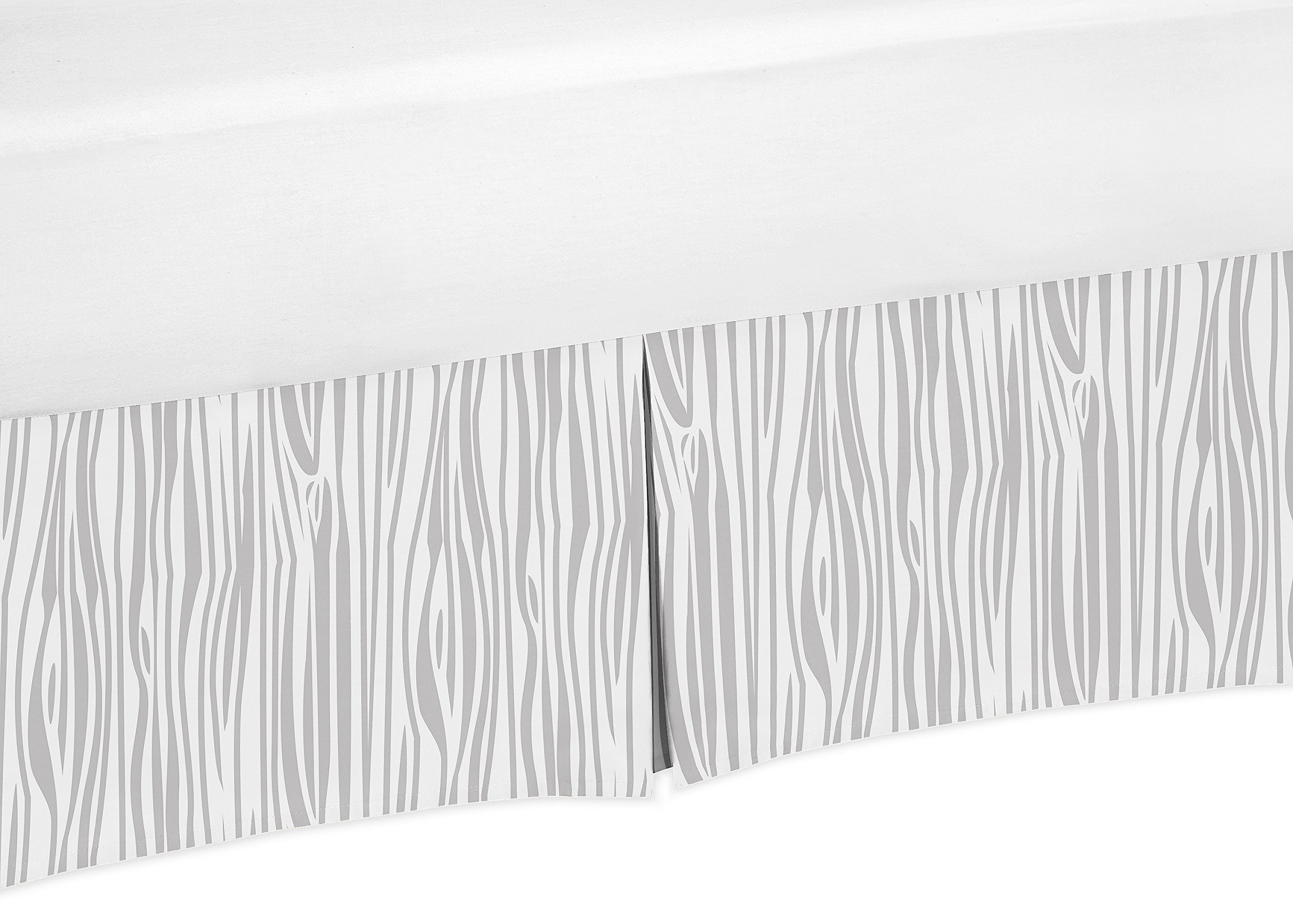 Wood Grain Print Crib Bed Skirt Dust Ruffle for Boys Woodland Animals Collection Baby Bedding Sets