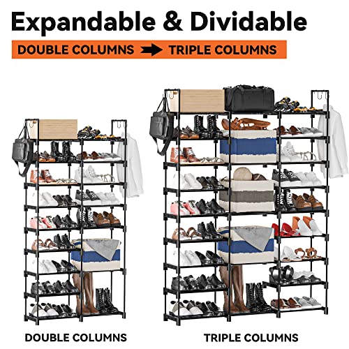 HOCAT 9 Tiers Shoe Racks for Entryway Shoe Rack Organizer Large Shoe Shelf for 50-55 Pairs Shoe Boot Storage Sturdy Stackable Free Standing Closet Bedroom Garage