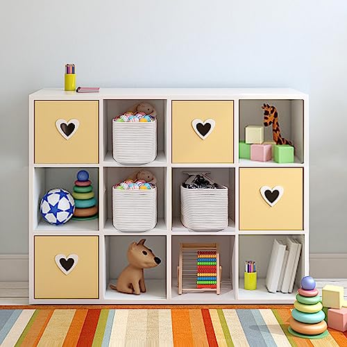 MEGASKET White Baskets for Organizing Set 3, 14.9" X 9.4" X 8.6" Cotton Rope Woven Baskets with Handles, Shelves White Wicker Storage Baskets, Baby Kids Closet Organizer Storage Bins, Cream White