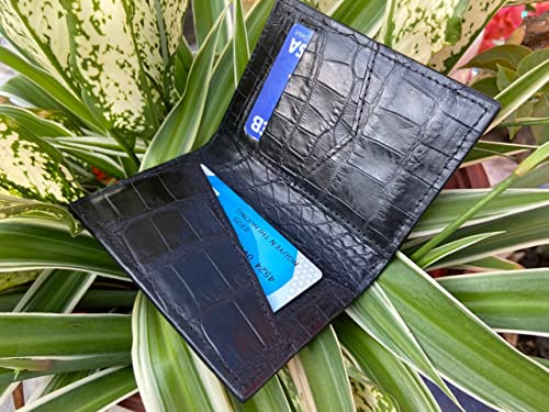 Double side Navy Blue Crocodile Alligator leather skin Credit Cardholder, leather credit cardcase, leather creditcard cover