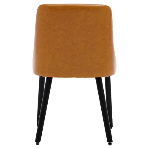 MINCETA Dining Chair,Morden Wood Leg Upholstered Kitchen Chair Set of 2,PU in Brown