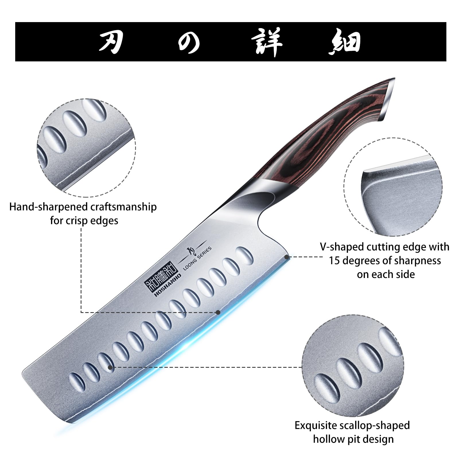 HOSHANHO 7 Inch Nakiri Knife, Japanese AUS-10 High Carbon Stainless Steel Chef Knife, Multipurpose Meat Vegetable Sharp Kitchen Knife with Ergonomic Pakkawood Handle