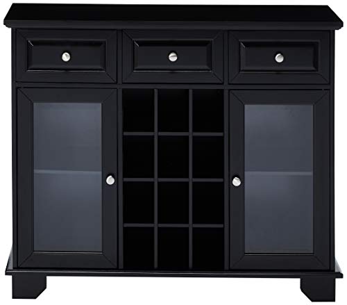 Kings Brand Furniture Buffet Server Sideboard Cabinet with Wine Storage, Black