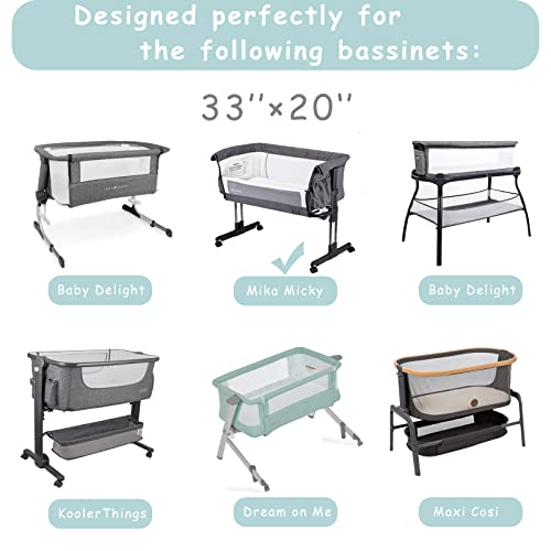 MEILA Bassinet Sheets Compatible with Mika Micky Bedside Sleeper, Mini Crib Sheets for Boy Girl, 100% Jersey Cotton Bassinet Matress Sheet, Ultra Soft, Pack of 2(33"×20")