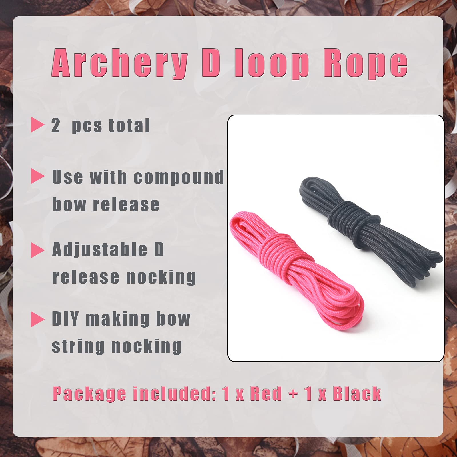 Archery D Loop Rope Serving,9.8 Feet Archery Bowstring Serving Thread D Loop Rope Release Material Nocking D Loop Rope String,U Nok Ring Nocking Loop Buckle(2 pcs)