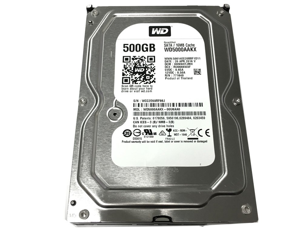 Western Digital Caviar Blue WD5000AAKX 500GB 7200RPM 16MB Cache SATA 6.0Gb/s 3.5in Internal Hard Drive (Renewed) - w/ 1 Year Warranty