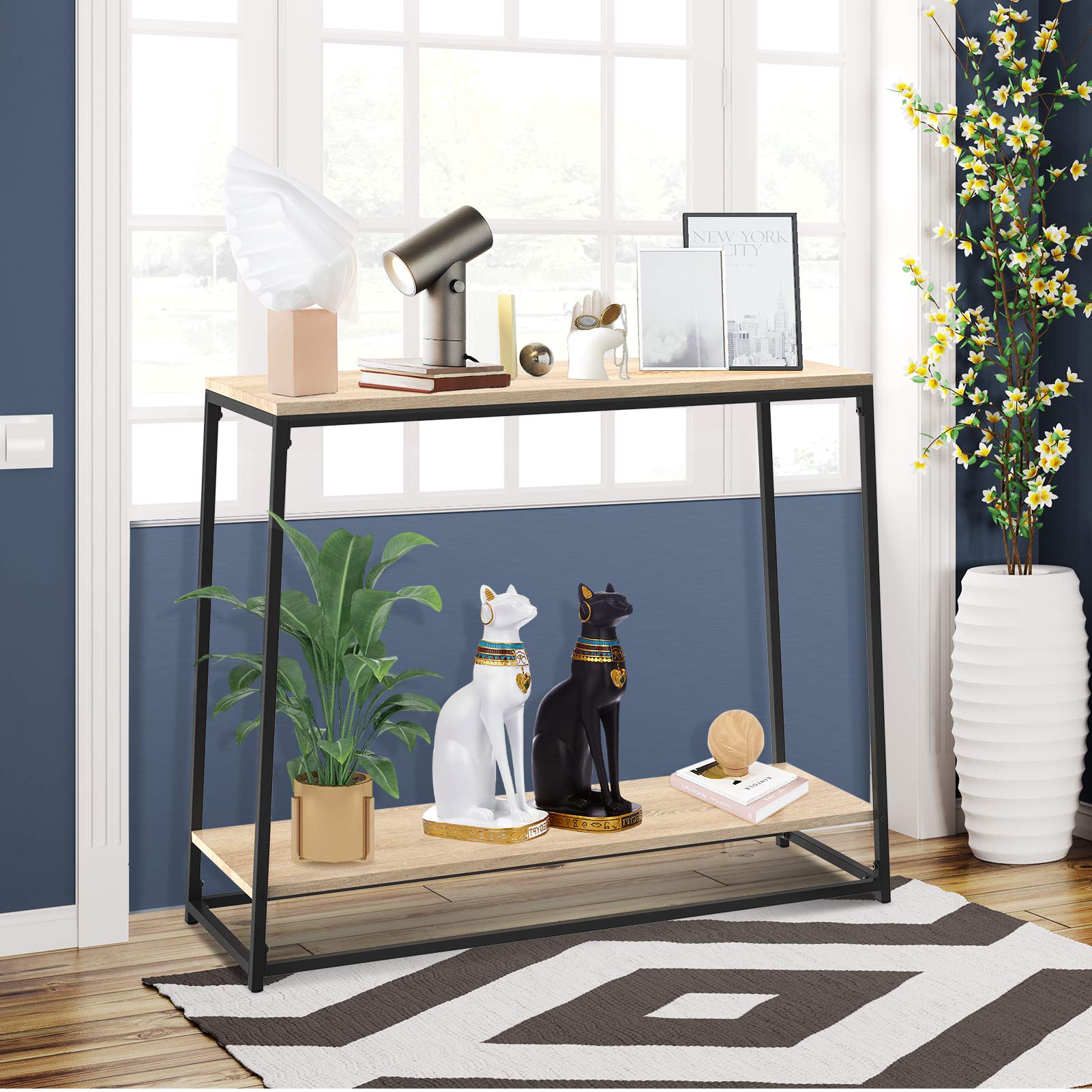 SpringSun Console Sofa Table, Entryway Table with 2-Tier Storage Shelves for Living Room, Bedroom, Balcony and Hallway