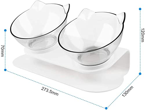Double Cat Bowl with Raised Stand Pet Food Bowl Perfect for Cats and Small Dogs