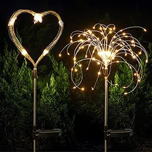 HFLYJPYW Solar Garden Lights Solar Fireworks Lights 150 Lights 2 Pack Solar String Lights with 2 Lighting Modes Garden, Terrace, Courtyard, Flower Bed, Party (Warm White) (Warm White)
