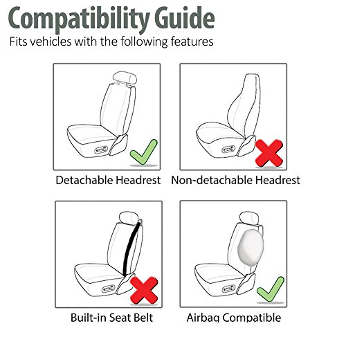 FH Group Car Seat Covers Front Set Premium 3D Air Mesh - Low Back Car Seats with Removable Headrest, Universal Fit, Automotive Seat Cover, Airbag Compatible Car Seat Cover for SUV, Sedan, Van Black