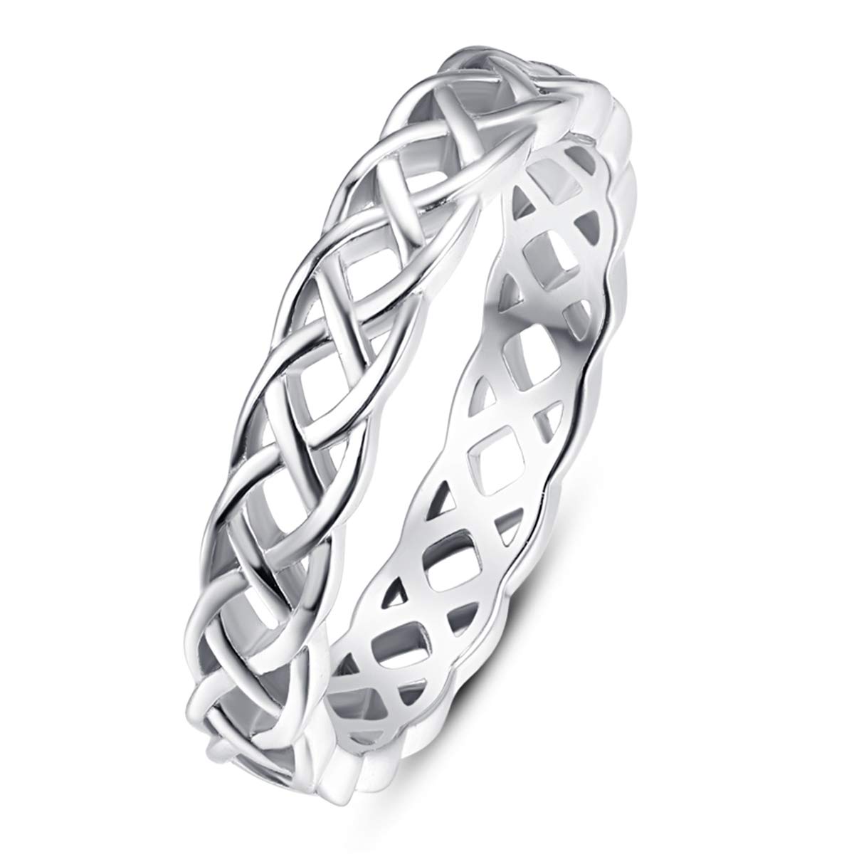 AVECON 4mm 925 Sterling Silver Cletic Knot Rings Simple Rings Statement Ring for Women Size 8