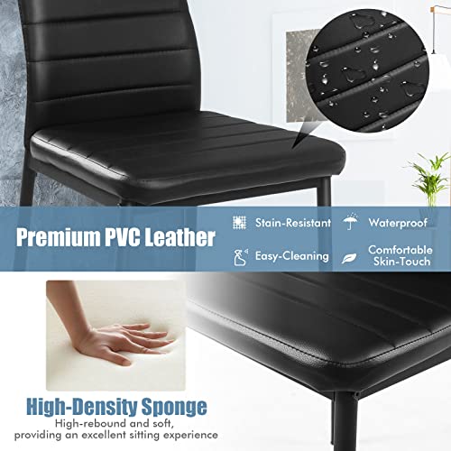 Giantex Set of 4 Dining Chairs, Upholstered Dining Side Chairs with Stain-Proof PVC Leather, Non-Slip Footpads,Easy to Clean and Assemble, High Back Black Kitchen Dining Chairs