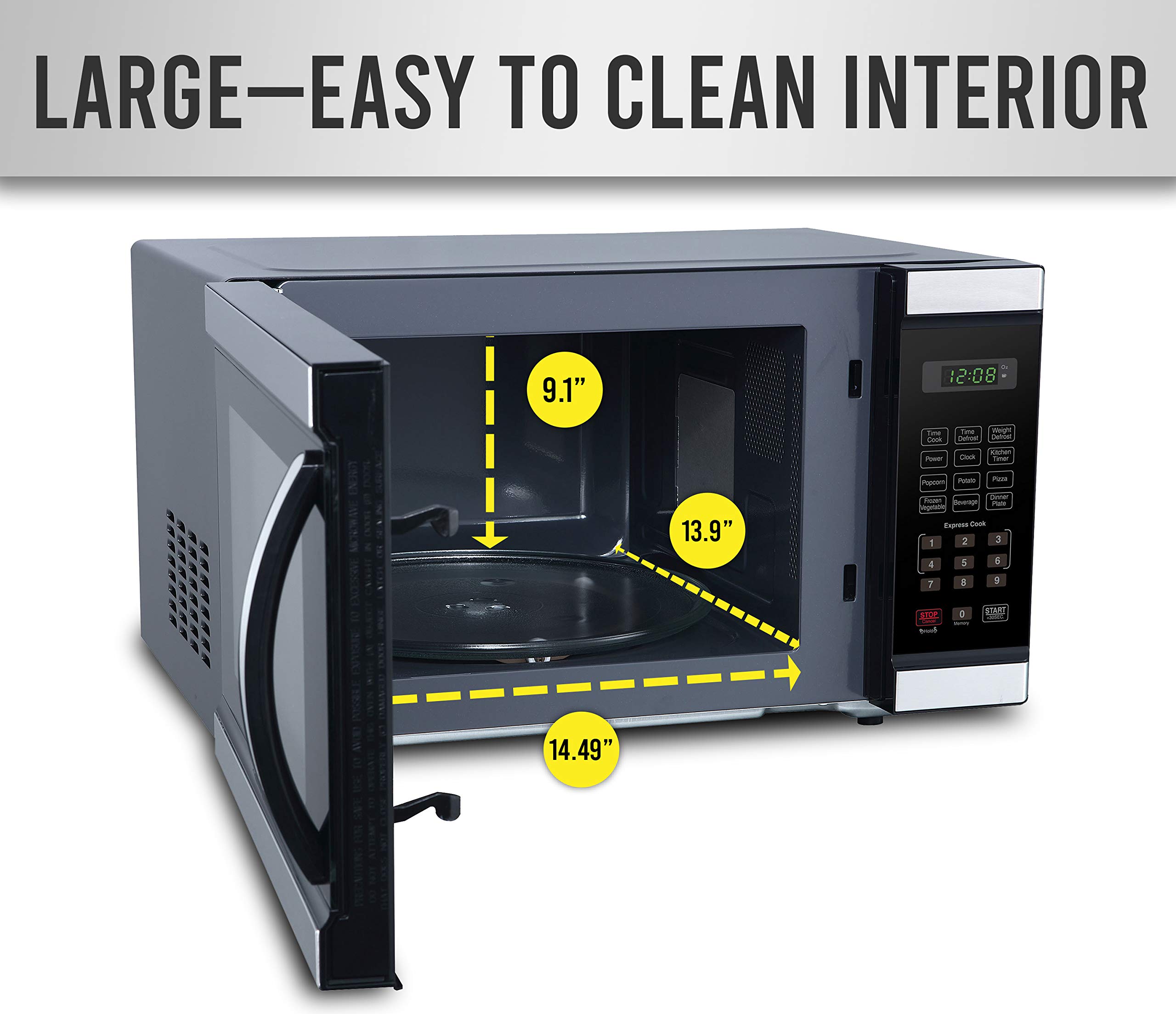 Farberware Countertop Microwave 1000 Watts, 1.1 cu ft - Microwave Oven With LED Lighting and Child Lock - Perfect for Apartments and Dorms - Easy Clean Grey Interior, Stainless Steel