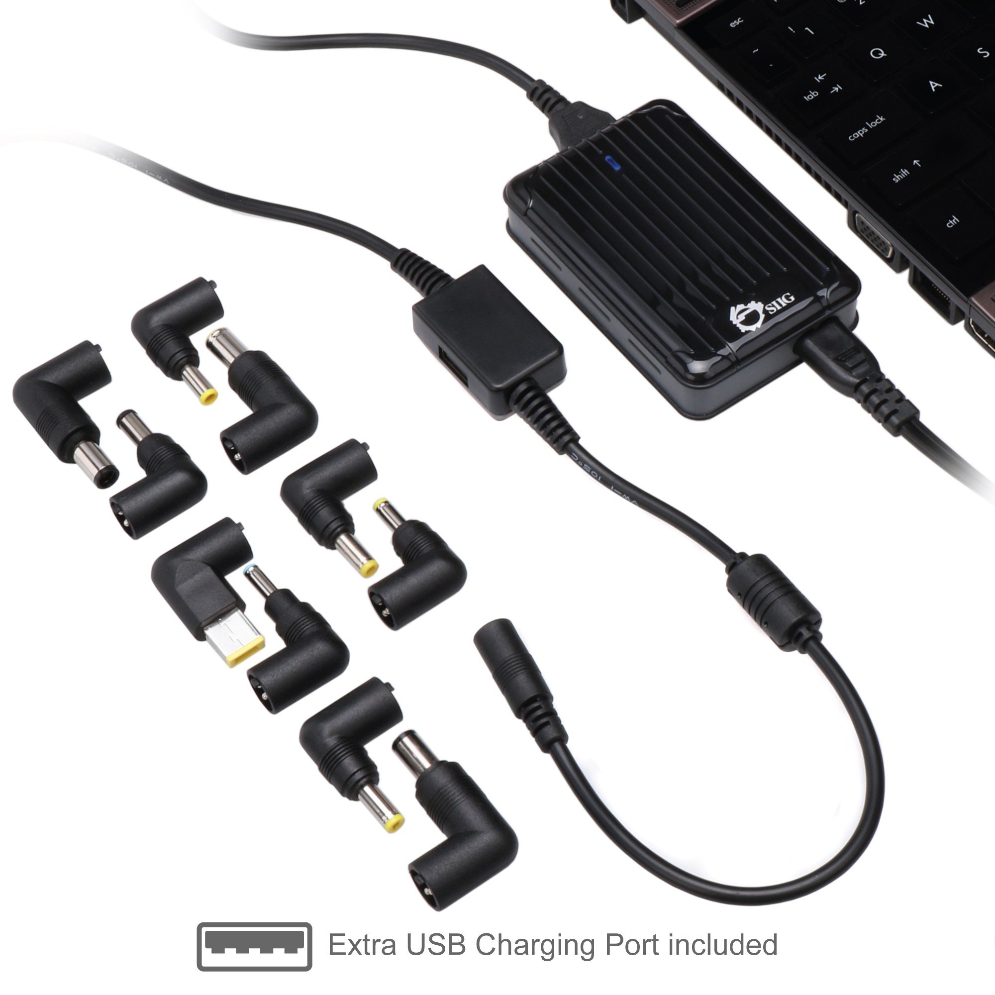 SIIG (AC-PW1112-S1) Ultra-Compact Universal Laptop Power Adapter -65W for Samsung Sony Dell HP Lenovo IBM Acer Gateway Acer Fujitsu Toshiba Liteon Delta Compaq , Black